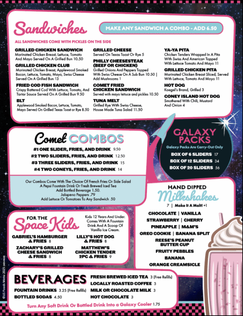 Menu - Comet Burgers